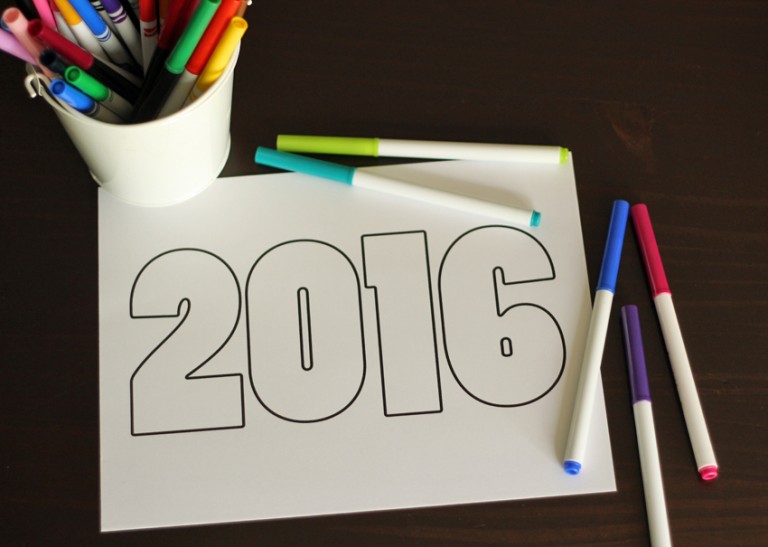 New Year Word Art Printable for Kids - Make and Takes