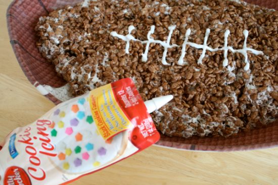 GIANT Chocolate Rice Crispy Football for Game Day - Make and Takes