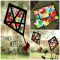 Colorful Stained Glass Kites Window Display - Make and Takes