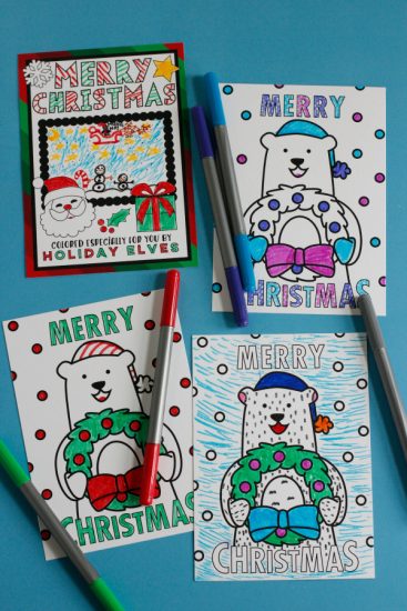 Kid-Friendly Color-In Holiday Cards - Make and Takes