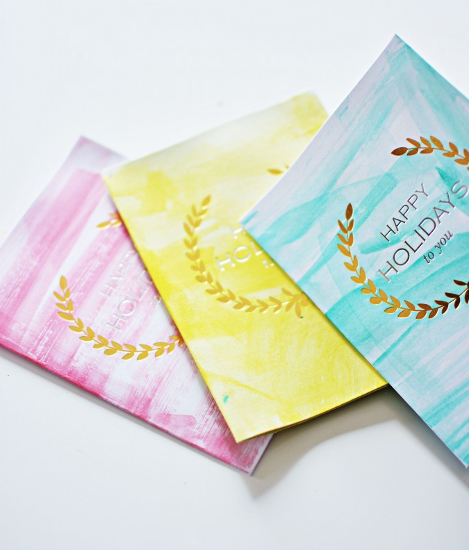 7 DIY Holiday Watercolor Cards to Send Out to Friends - Make and Takes