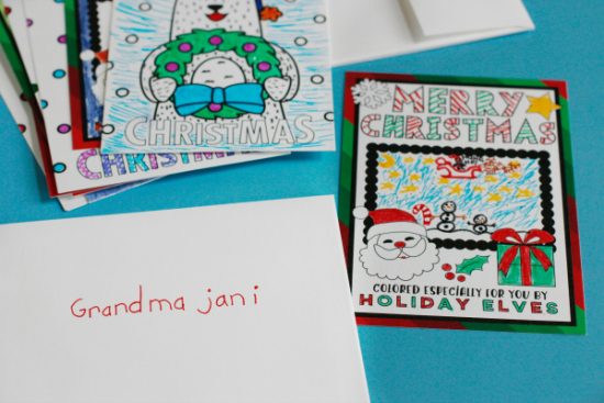 Kid-Friendly Color-In Holiday Cards - Make and Takes