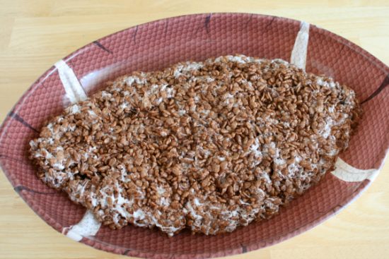GIANT Chocolate Rice Crispy Football for Game Day - Make and Takes