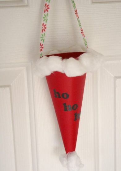 Santa Hat Paper Cones to fill with treats - Make and Takes