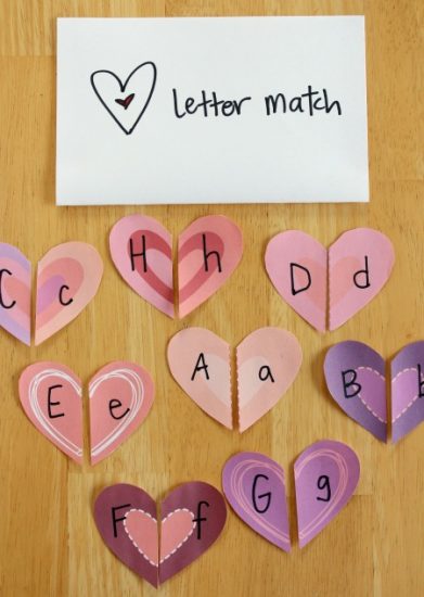 Valentine Hearts Letter Match Game - Make and Takes
