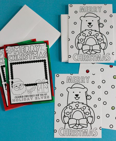Kid-Friendly Color-In Holiday Cards - Make and Takes