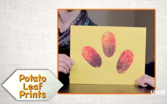 Printing Leaf Shapes with Potato Stamps - Make and Takes