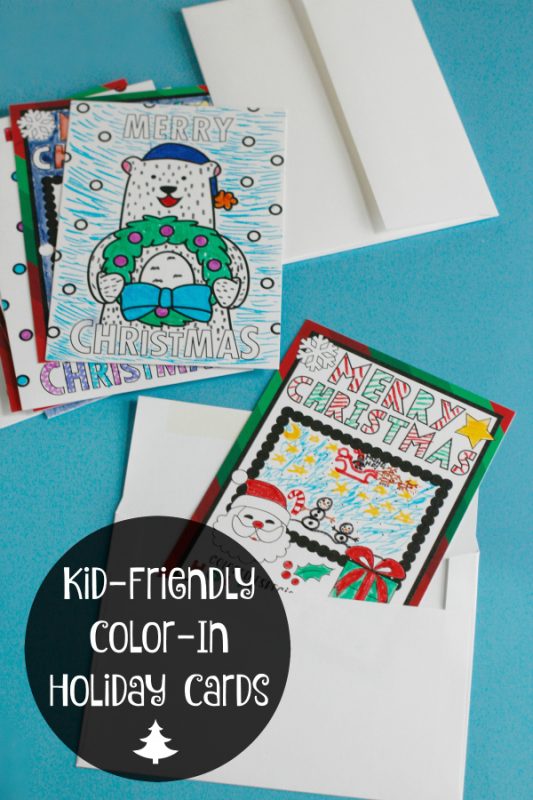 Kid-Friendly Color-In Holiday Cards - Make and Takes