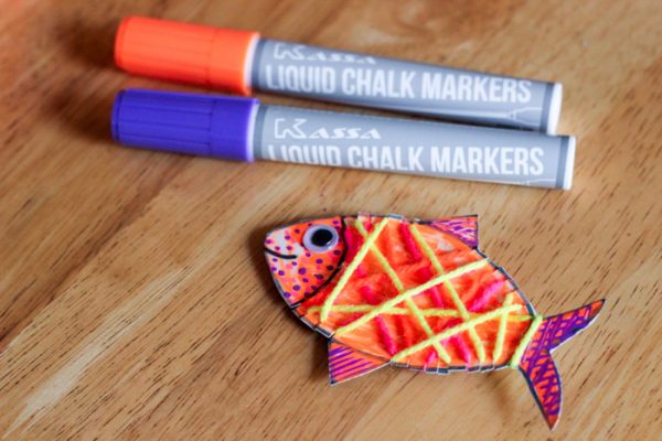 Yarn Wrapped Cardboard Fish Kids Craft - Make and Takes