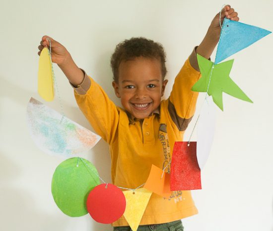 Crafting With Kids: Salt "Glitter" Shape Garland - Make and Takes