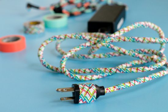 DIY Washi Tape Computer Cord - Make and Takes