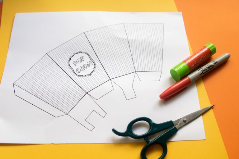 DIY Movie Popcorn Box + Free Printable - Make and Takes