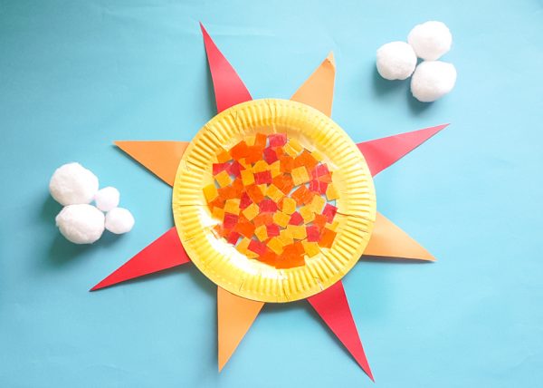 Colorful and Bright Paper Plate Suncatcher Craft - Make and Takes