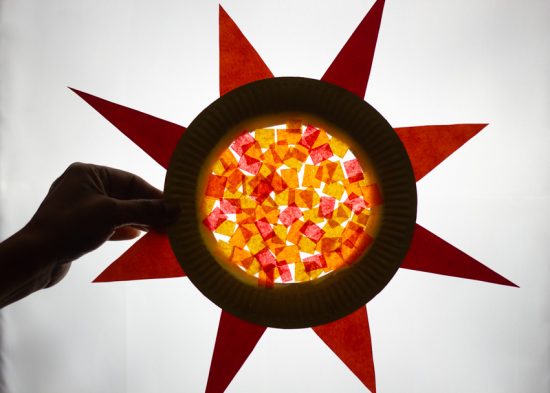 Colorful and Bright Paper Plate Suncatcher Craft - Make and Takes