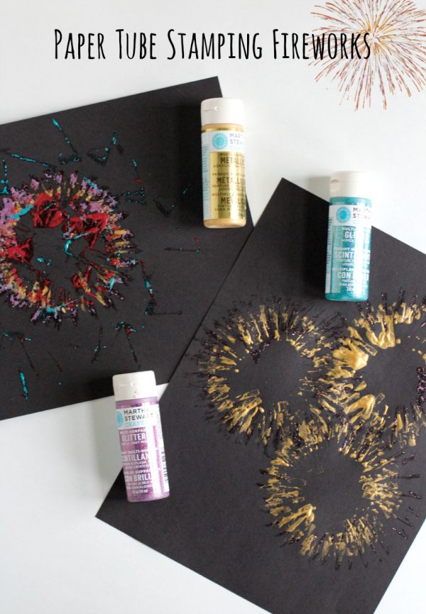Paper Tube Stamped Fireworks for New Year's Eve - Make and Takes