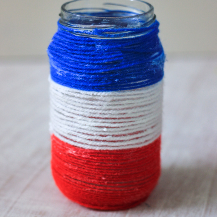 Getting Patriotic with Yarn Wrapped Jars - Make and Takes