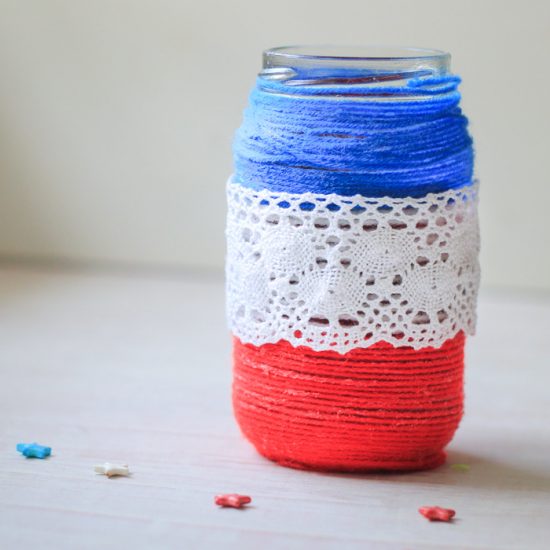 Getting Patriotic with Yarn Wrapped Jars - Make and Takes