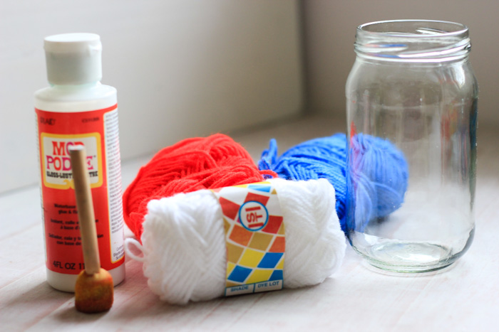 Getting Patriotic with Yarn Wrapped Jars - Make and Takes
