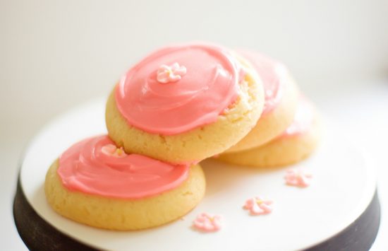 Soft and Fluffy Pink Frosted Sugar Cookies - Make and Takes