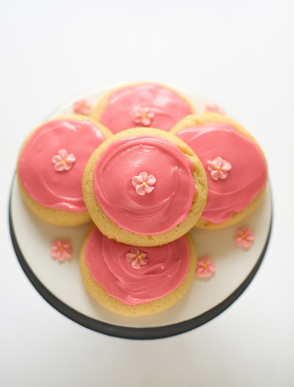 Soft and Fluffy Pink Frosted Sugar Cookies - Make and Takes