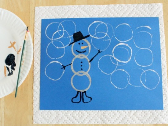 Paper Tube Stamped Snowman - Make and Takes