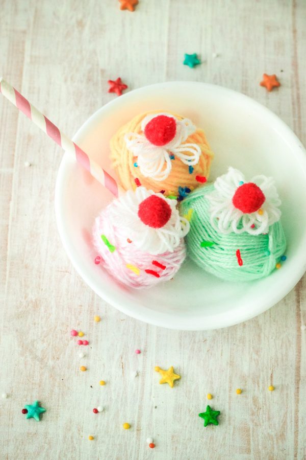 Kitchen Playtime: Yarn Wrapped Ice Cream Sundae - Make and Takes