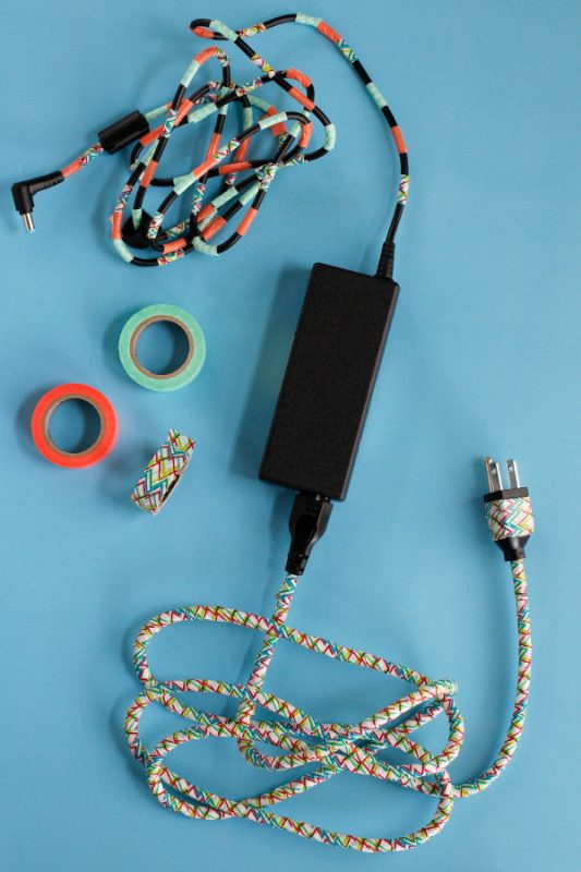 DIY Washi Tape Computer Cord - Make and Takes