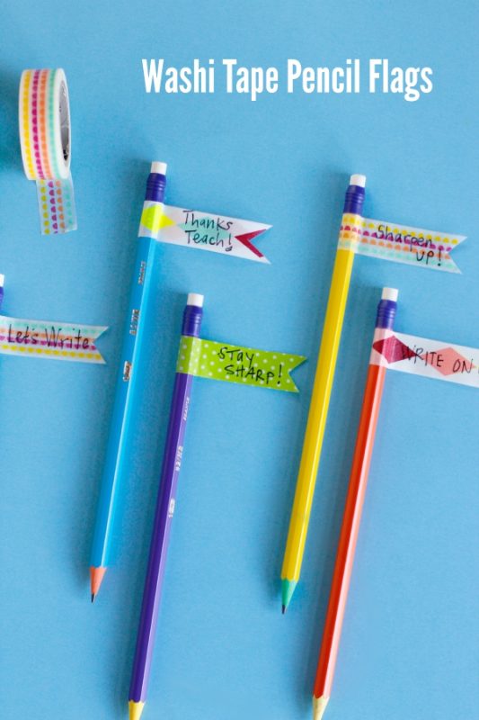 Washi Tape Pencil Flags - Make and Takes