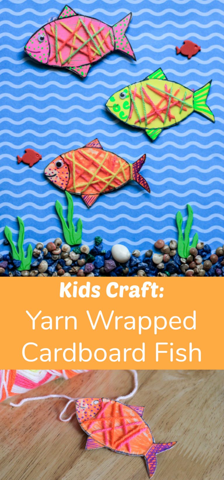 Yarn Wrapped Cardboard Fish Kids Craft - Make and Takes