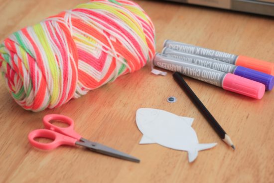 Yarn Wrapped Cardboard Fish Kids Craft - Make and Takes