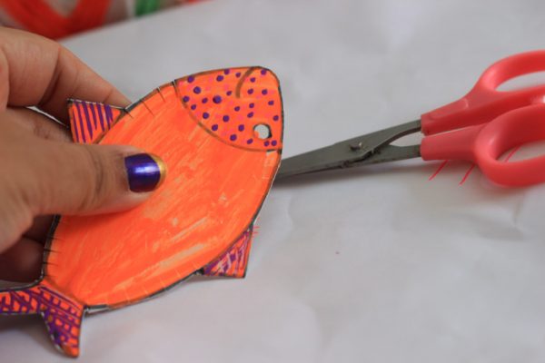 Yarn Wrapped Cardboard Fish Kids Craft - Make and Takes