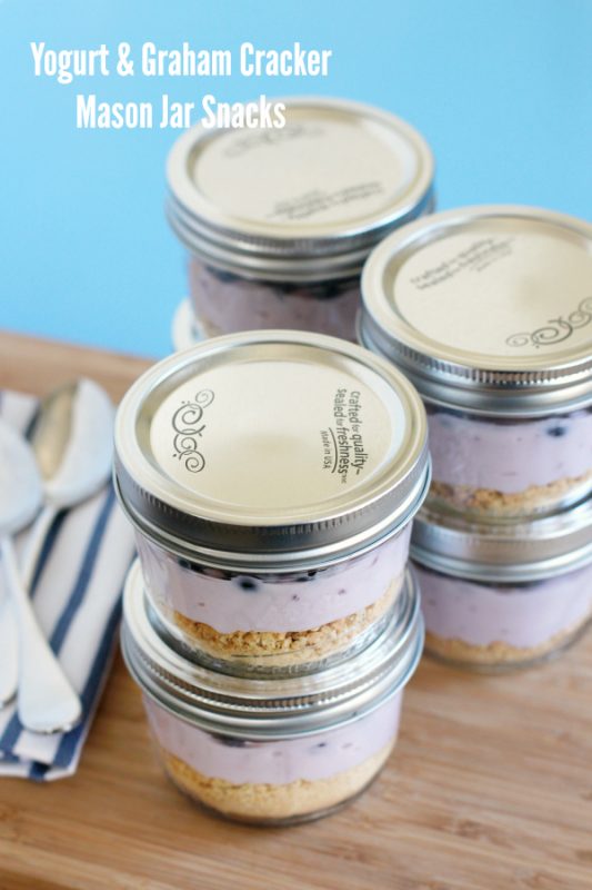 Yogurt & Graham Cracker Mason Jar Snacks - Make and Takes