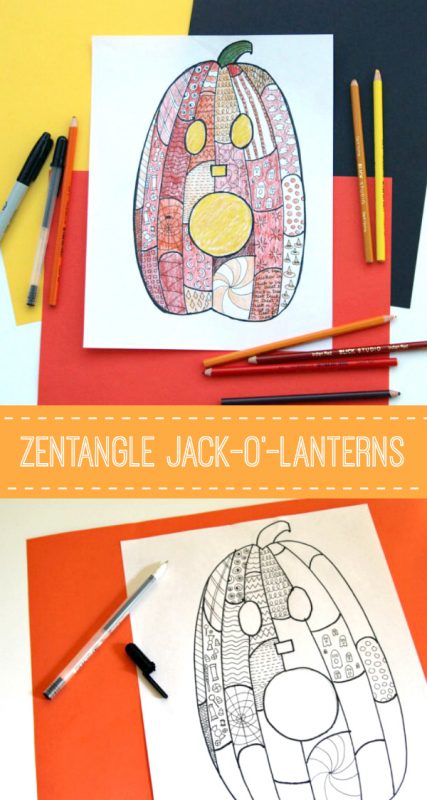 Coloring Zentangle Pumpkin Jack-o'-Lanterns - Make and Takes