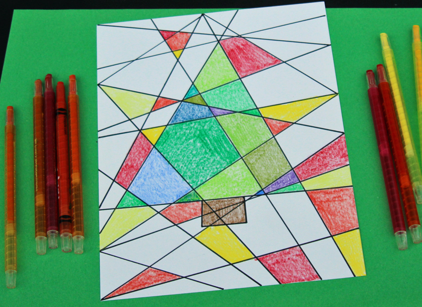 Abstract Christmas Tree Coloring Project - Make and Takes