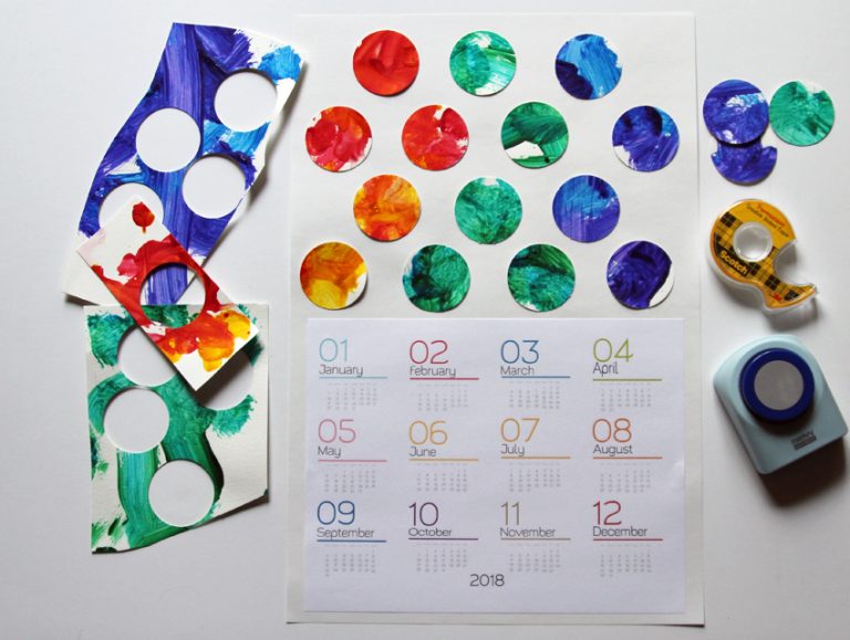 Colorful Modern Art Calendar (made with your kiddo's art!) - Make and Takes