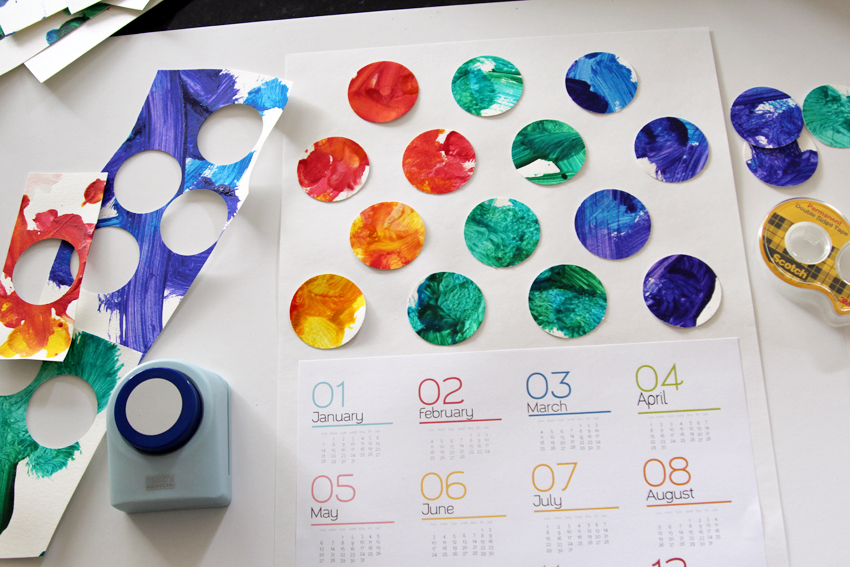 Colorful Modern Art Calendar (made with your kiddo's art!) - Make and Takes