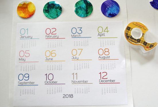 Colorful Modern Art Calendar (made with your kiddo's art!) - Make and Takes