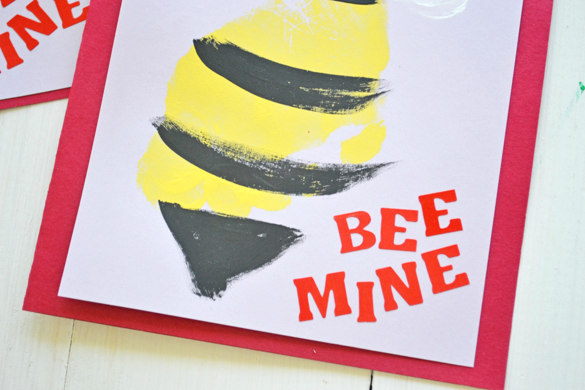 Footprint Bee Mine Valentine's Day Cards - Make and Takes
