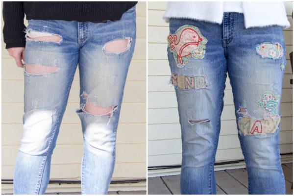 Step-By-Step Instructions for Patching Distressed Jeans - Make and Takes