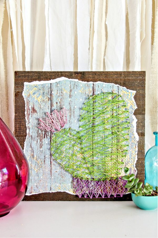 Make a Cactus String Art Piece for Your Wall - Make and Takes