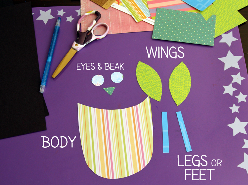 Colorful Owl Paper Collage - Make and Takes
