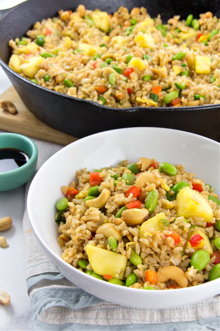 Pineapple Cashew Vegetarian Fried Rice Recipe - Make and Takes