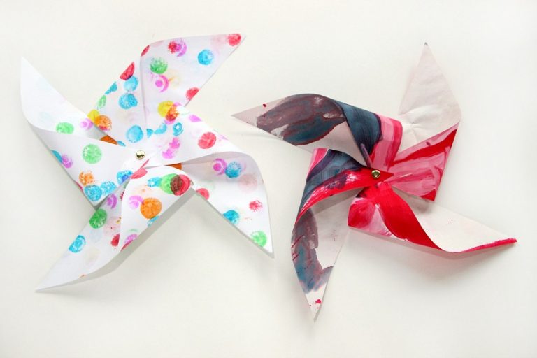 Garden Pinwheel Craft for Kids from Recycled Artwork - Make and Takes