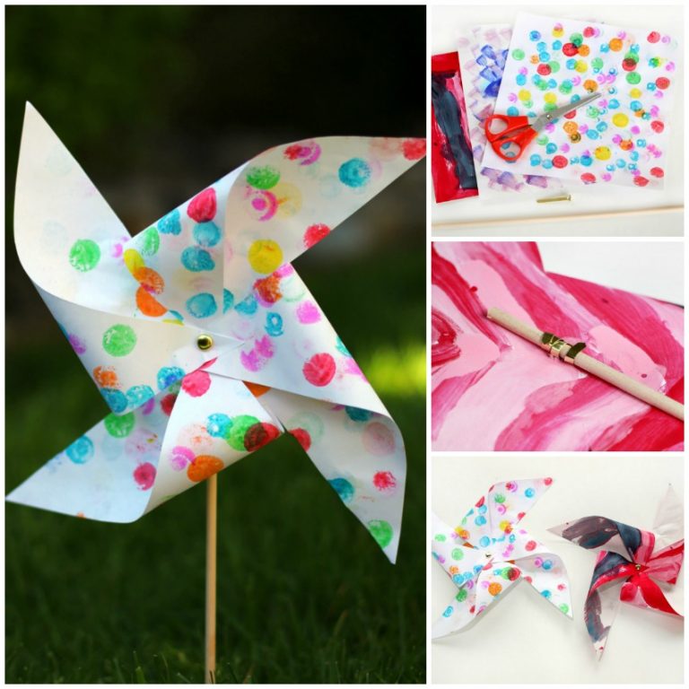 Garden Pinwheel Craft for Kids from Recycled Artwork - Make and Takes