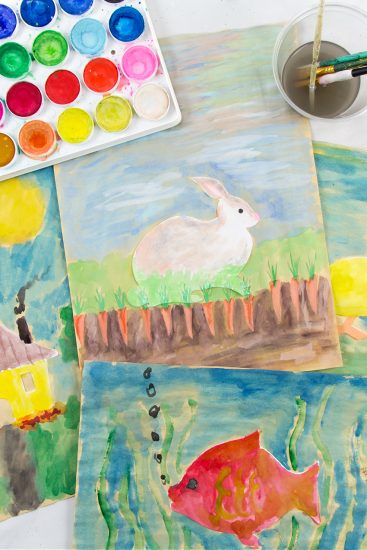 Easy Guided Watercolor Painting Ideas for Kids - Make and Takes