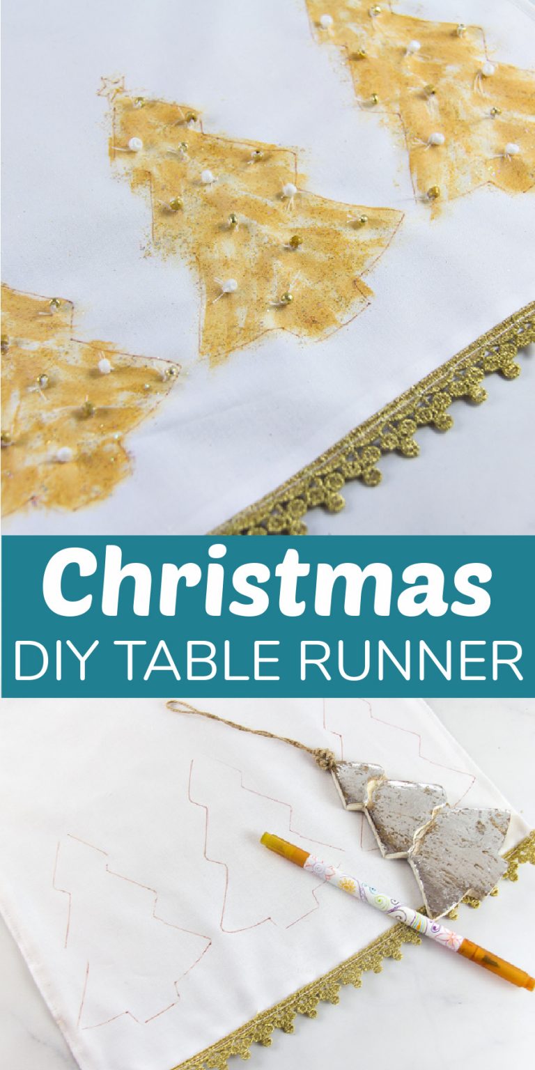How To Make A Painted Christmas Table Runner - Make and Takes
