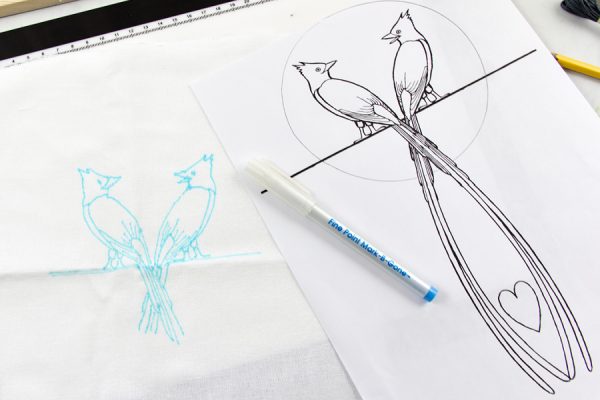 Lovebirds Embroidery Using a Coloring Page - Make and Takes