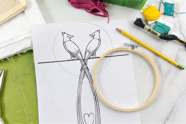 Lovebirds Embroidery Using a Coloring Page - Make and Takes