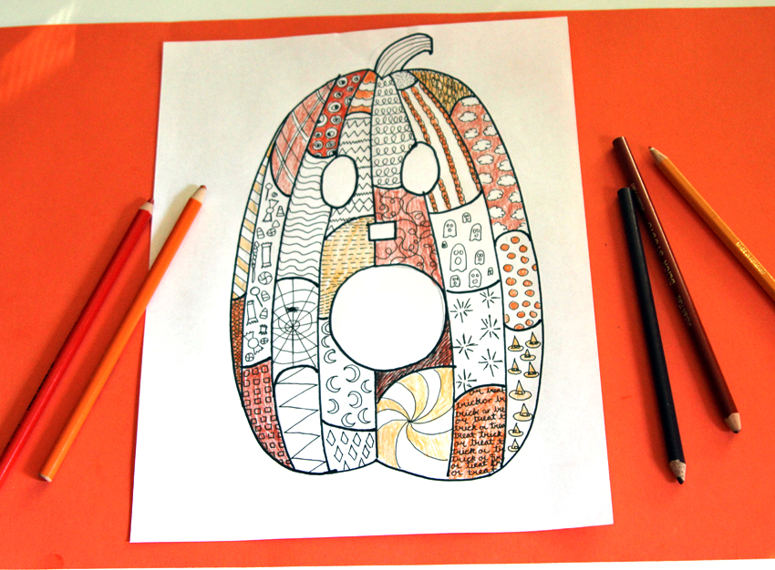 Coloring Zentangle Pumpkin Jack-o'-Lanterns - Make and Takes