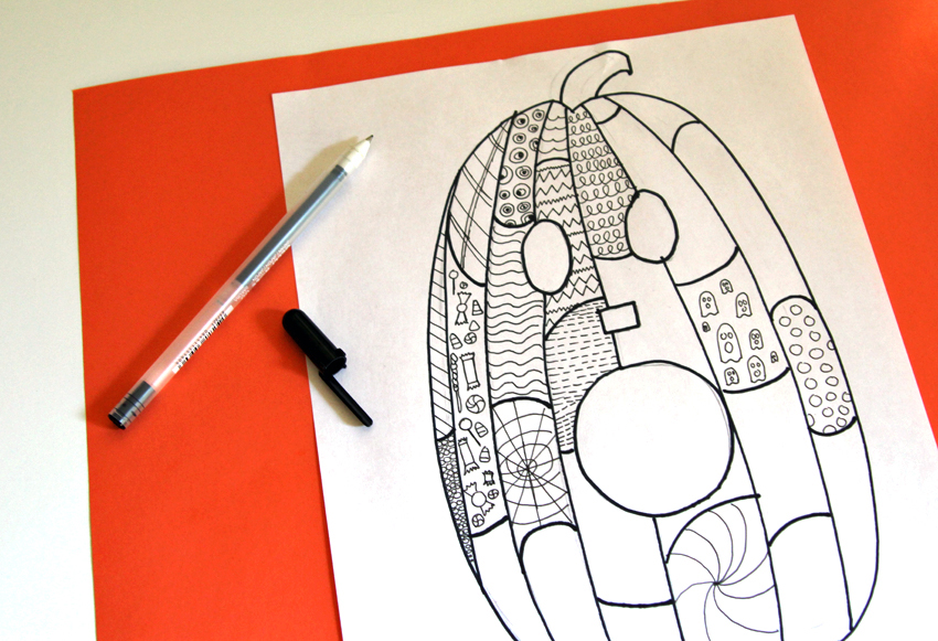 Coloring Zentangle Pumpkin Jack-o'-Lanterns - Make and Takes